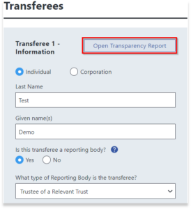 Transparency Report - The Land Owner Transparency Registry (LOTR)