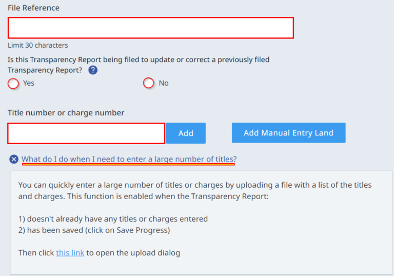 Transparency Report - The Land Owner Transparency Registry (LOTR)